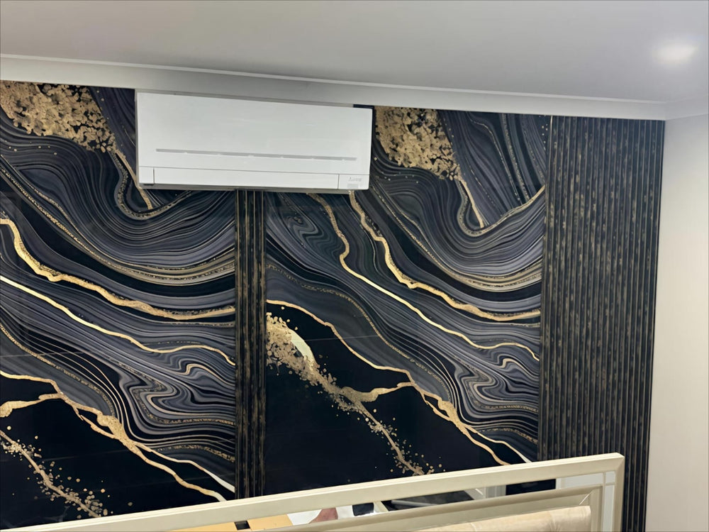 Black & Gold Marble UV Panel | Feature Wall Brisbane QLD | THQ