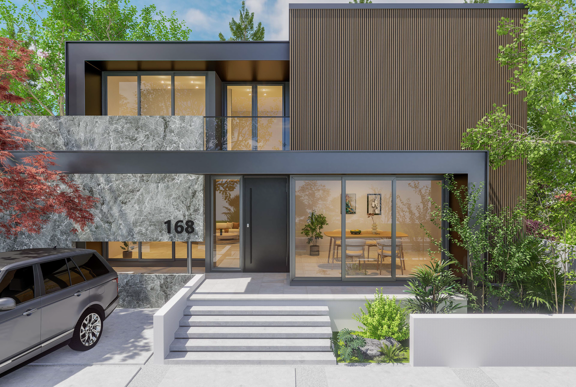 Teak & Black External Wall Cladding | Melbourne | THQ